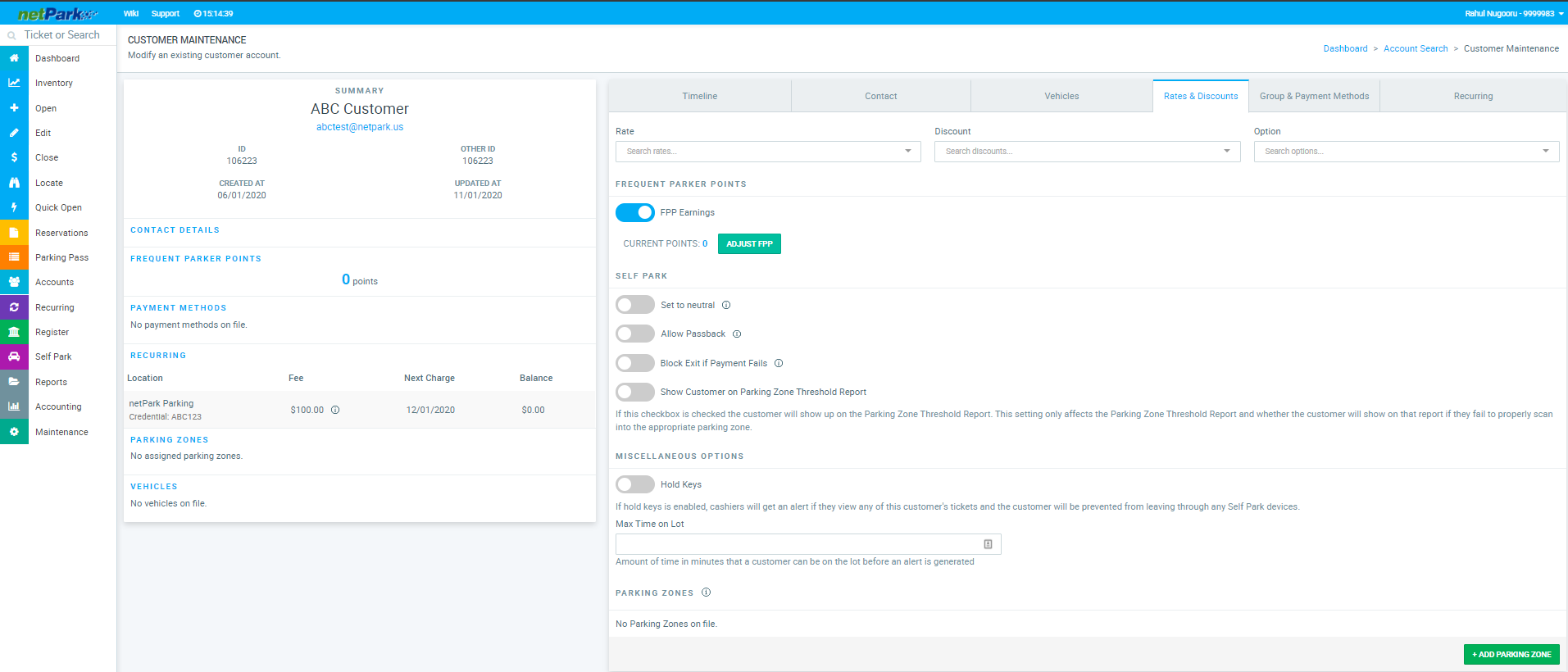 Parking Zones in Customer Accounts - netPark Software LLC. Knowledgebase