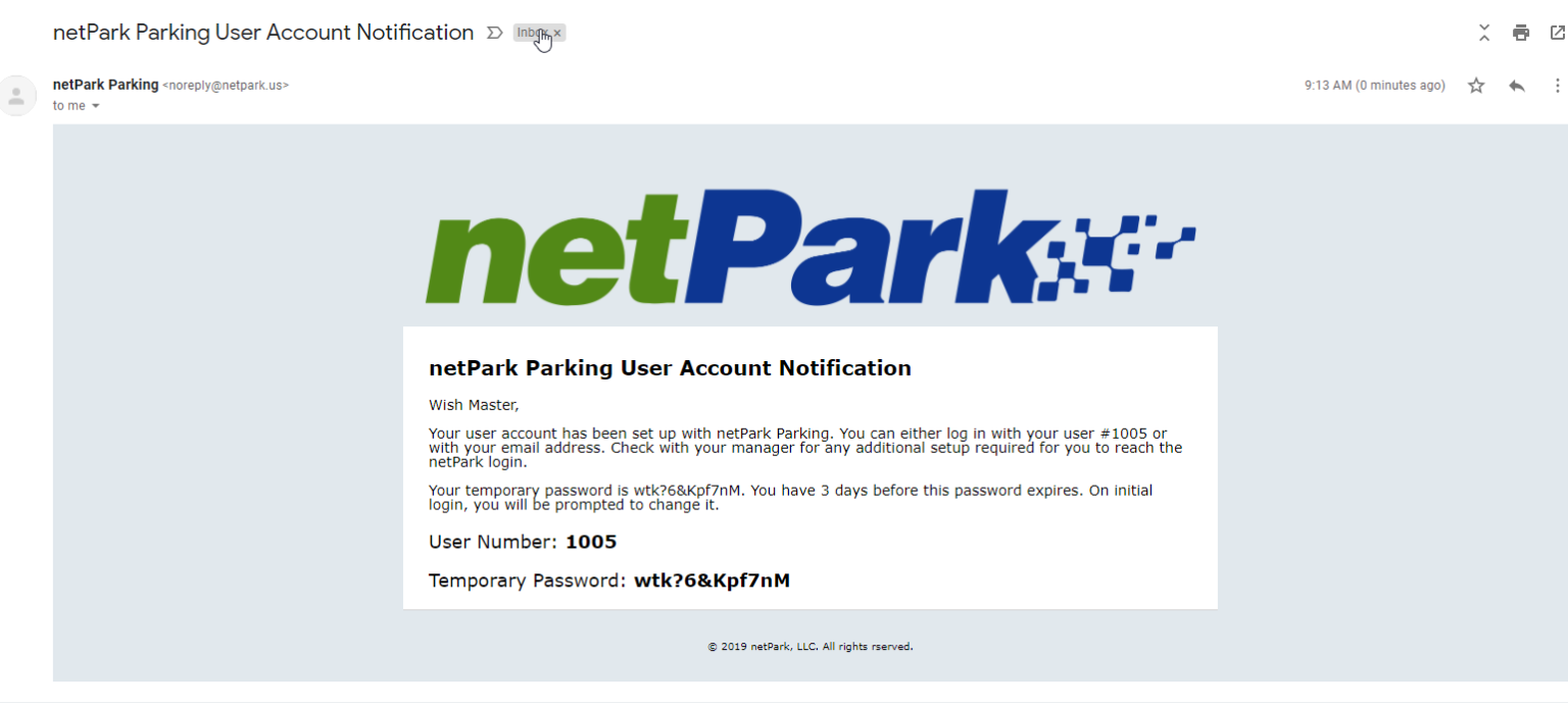 Updating User Credentials - netPark Software LLC. Knowledgebase